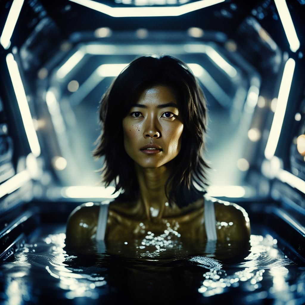 #3 Sharon "Boomer" Valerii (Grace Park), awakens in a bath of clear ...