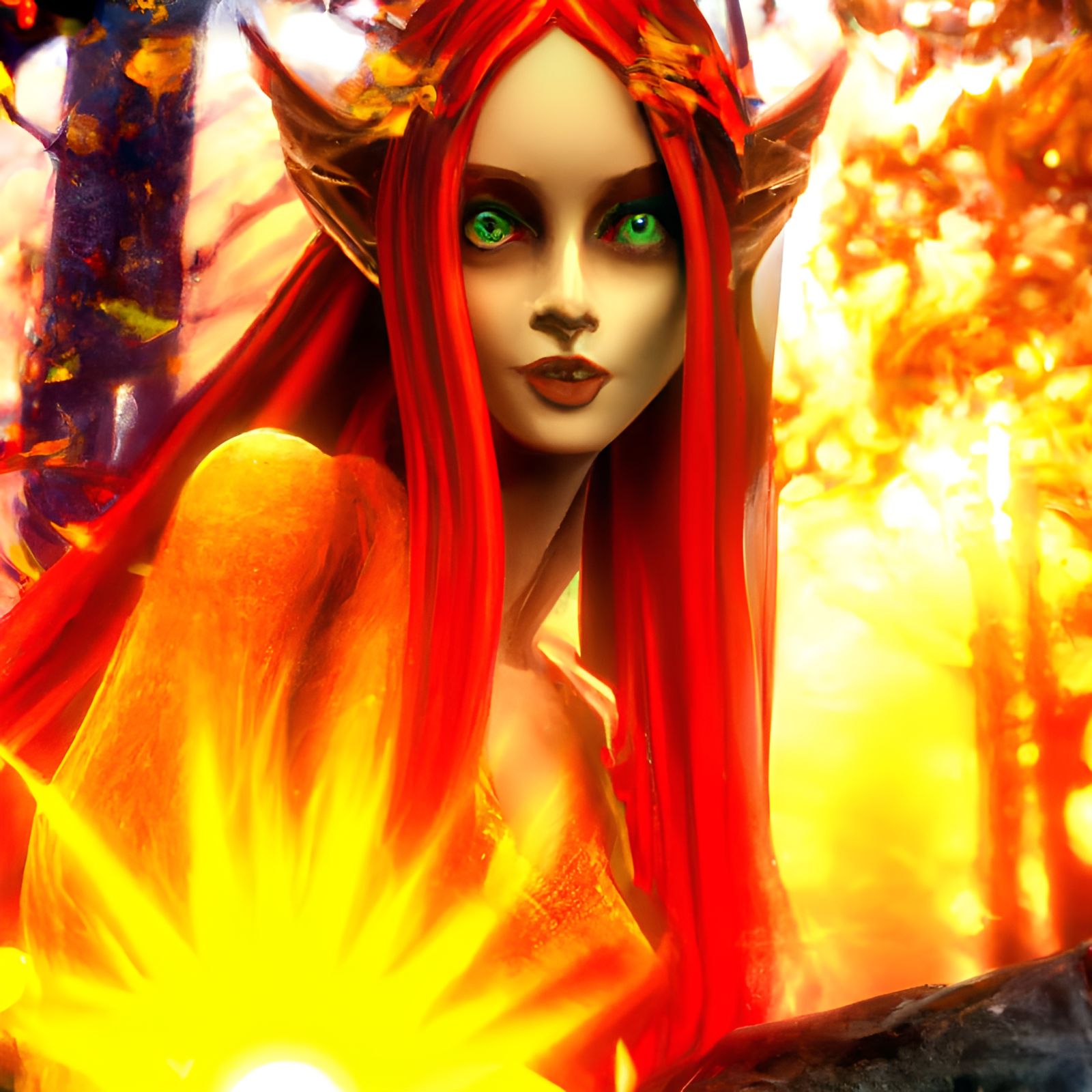 Beautiful fiery Dark elf - AI Generated Artwork - NightCafe Creator