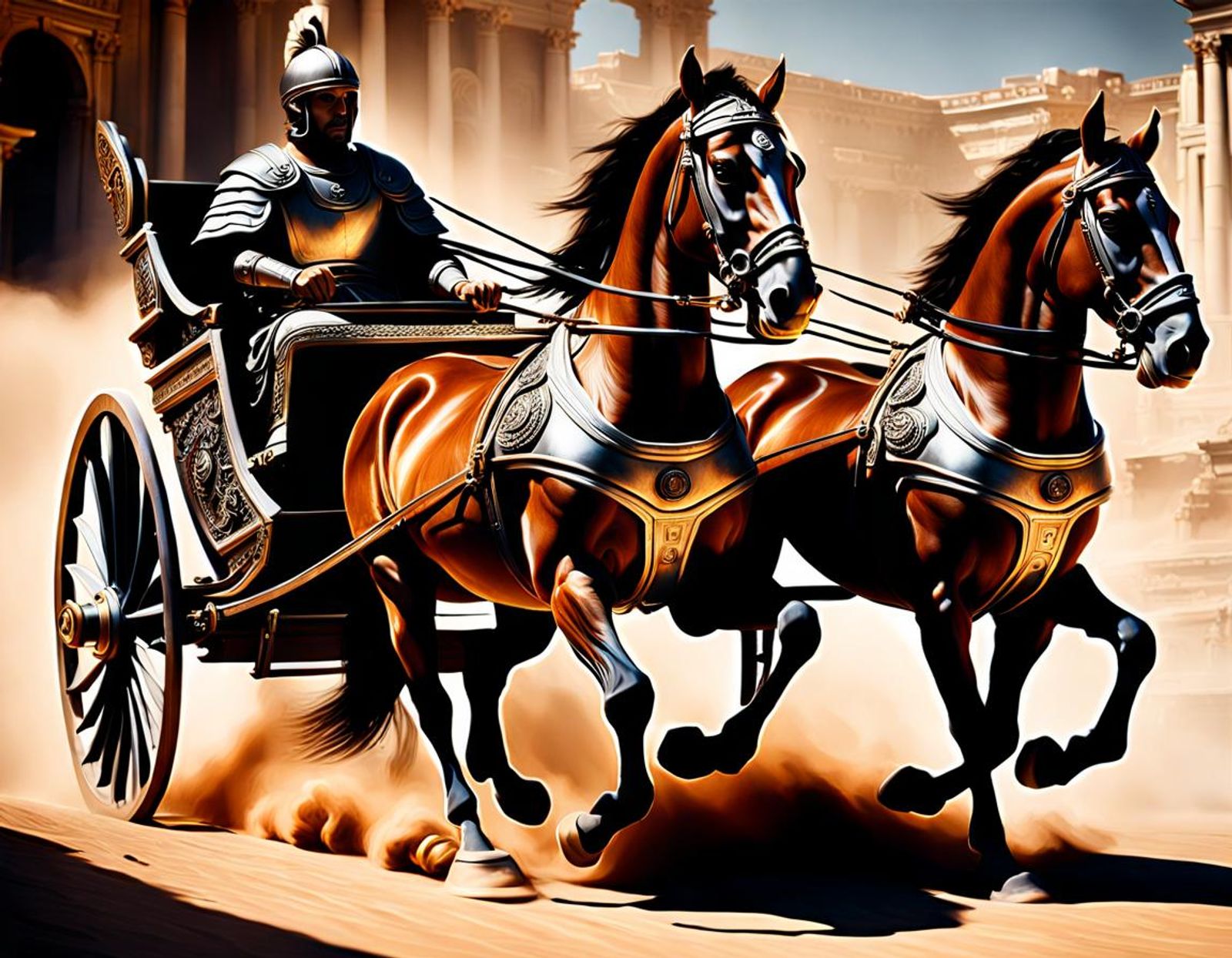 Ancient Roman two horses chariot - AI Generated Artwork - NightCafe Creator