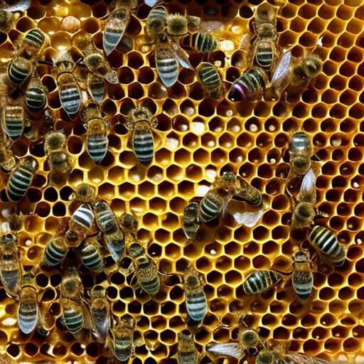 Bees in a beehive with Honeycomb - AI Generated Artwork - NightCafe Creator