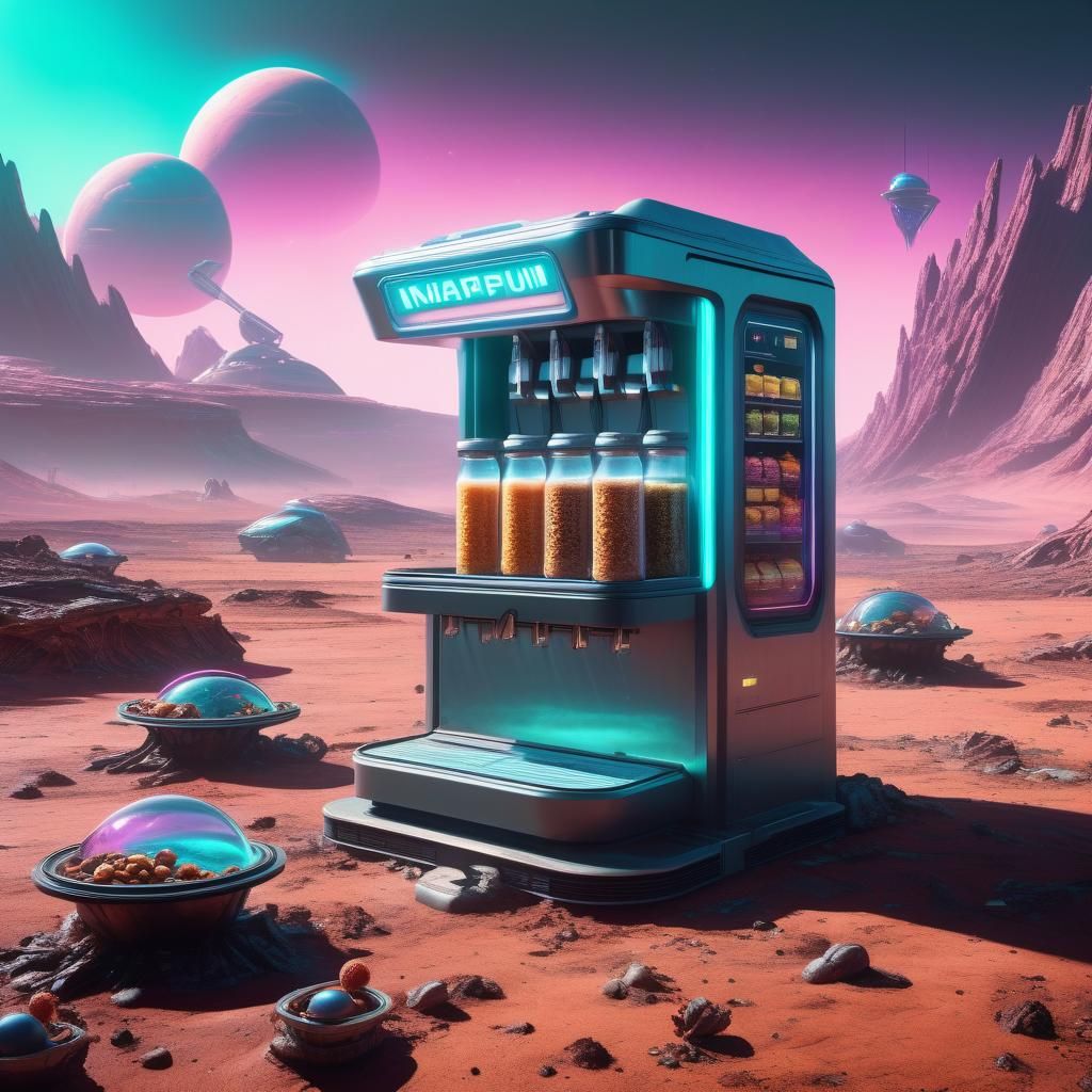 Alien food vending machine - AI Generated Artwork - NightCafe Creator