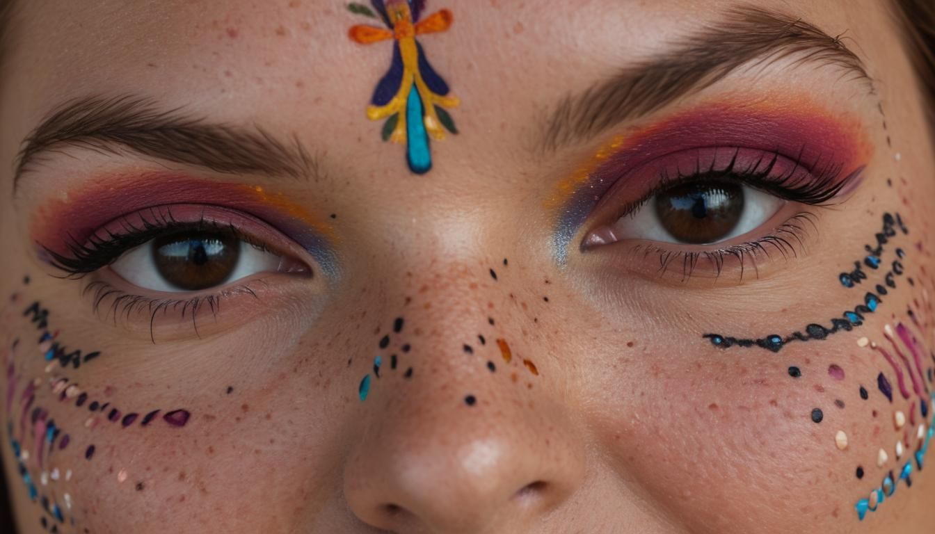 Close-up ultra high resolution shot of a woman with riples, freckels ...
