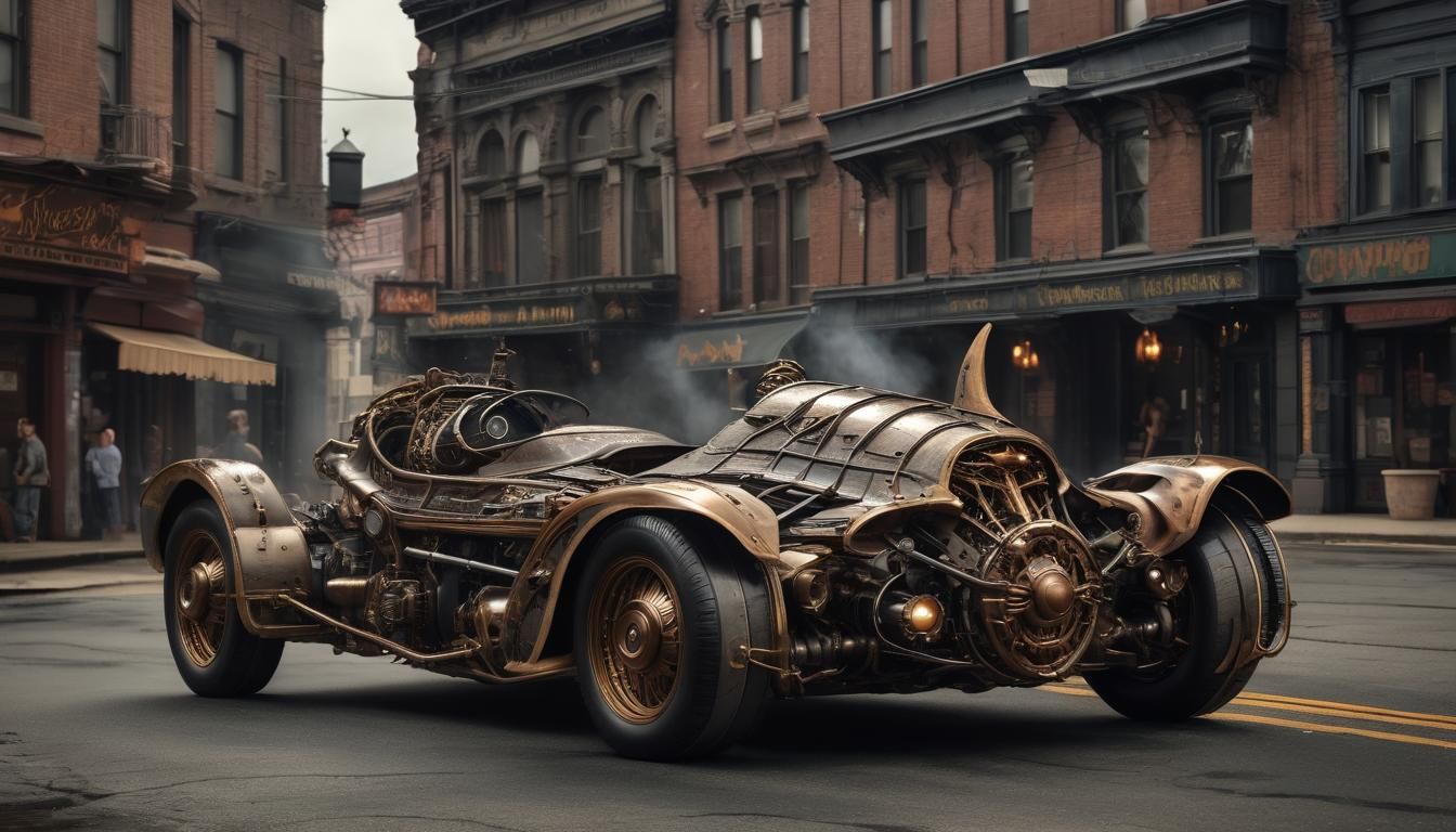 Steampunk Batmobile Funky Style - AI Generated Artwork - NightCafe Creator