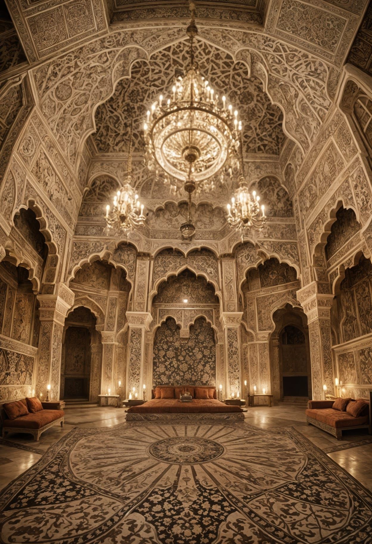 Middle Eastern Mughal-inspired interior palace at night (2)