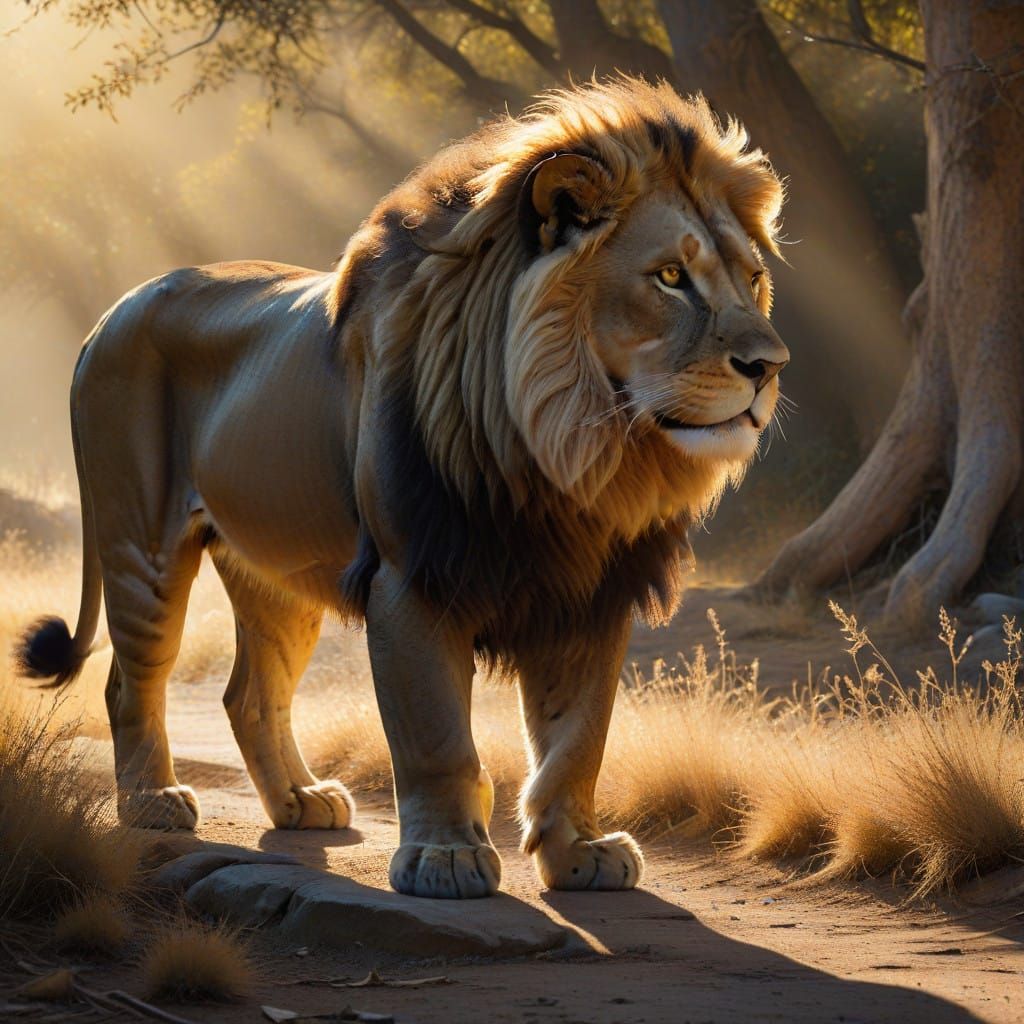 A cat’s shadow morphing into a lion, hinting at a hidden bravery.