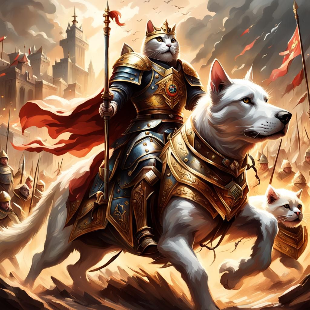 king caticus on his noble steed - AI Generated Artwork - NightCafe Creator