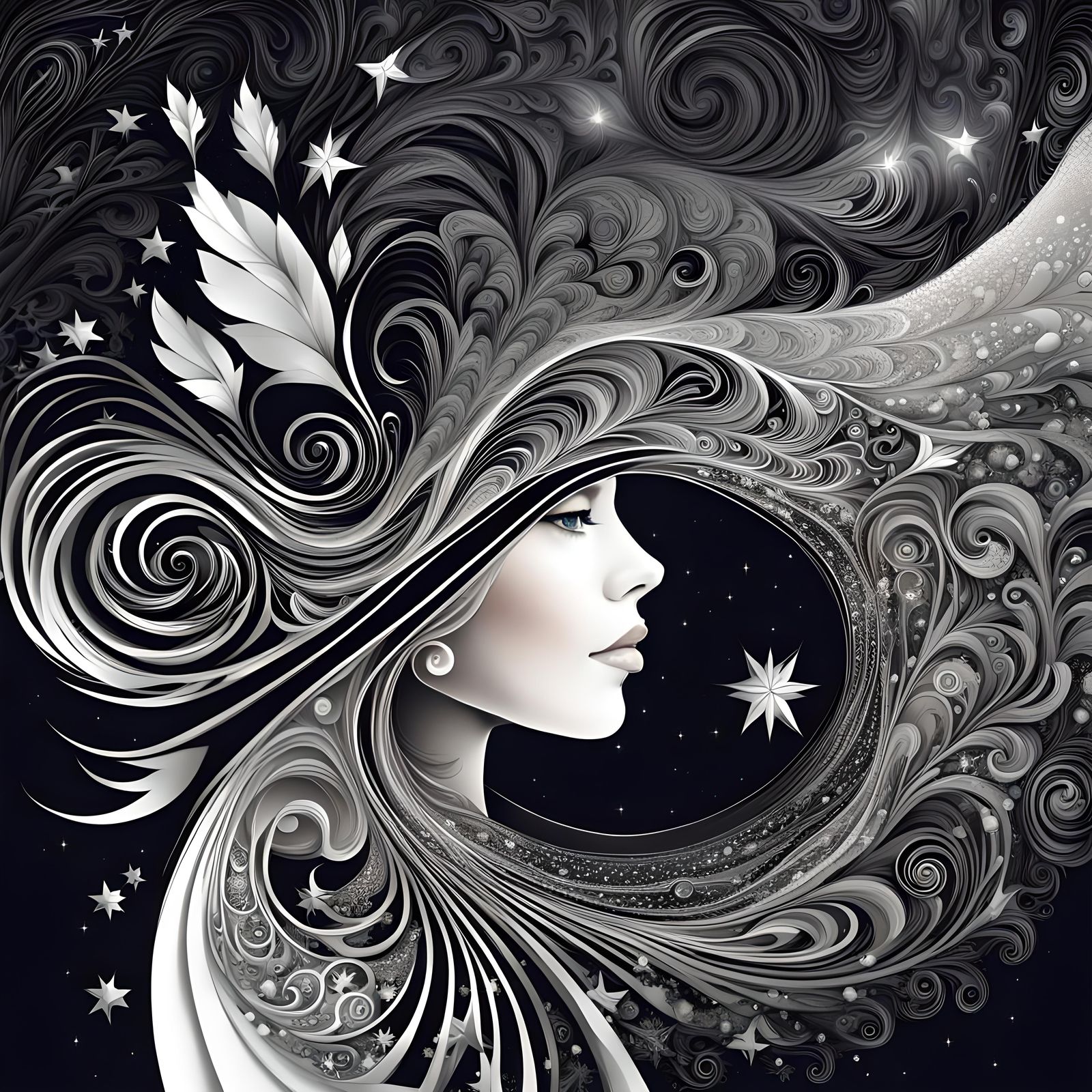 Abstract AI Representation of “Midnight and Moonlight” by Kelly Roper ...