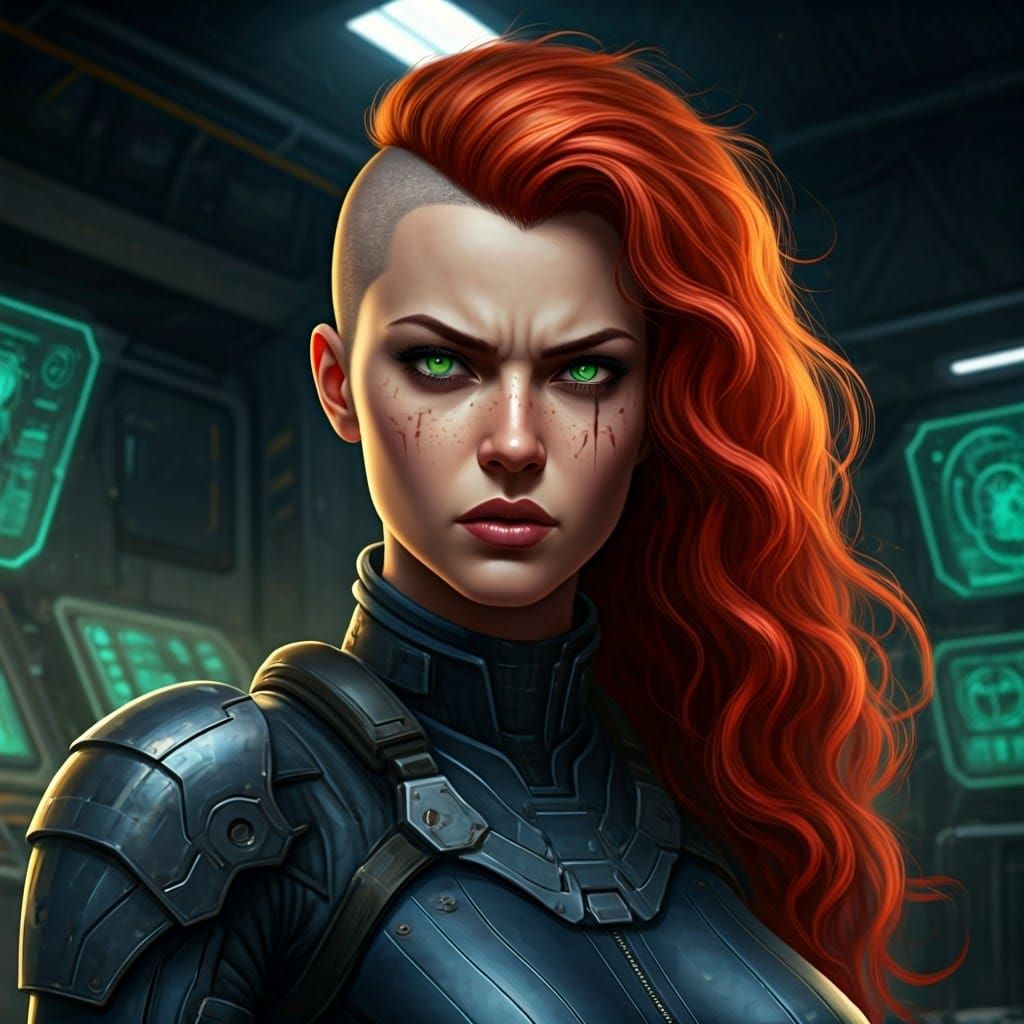 Bethany Ward - Machined Fury: Female MechWarrior with Emeral...