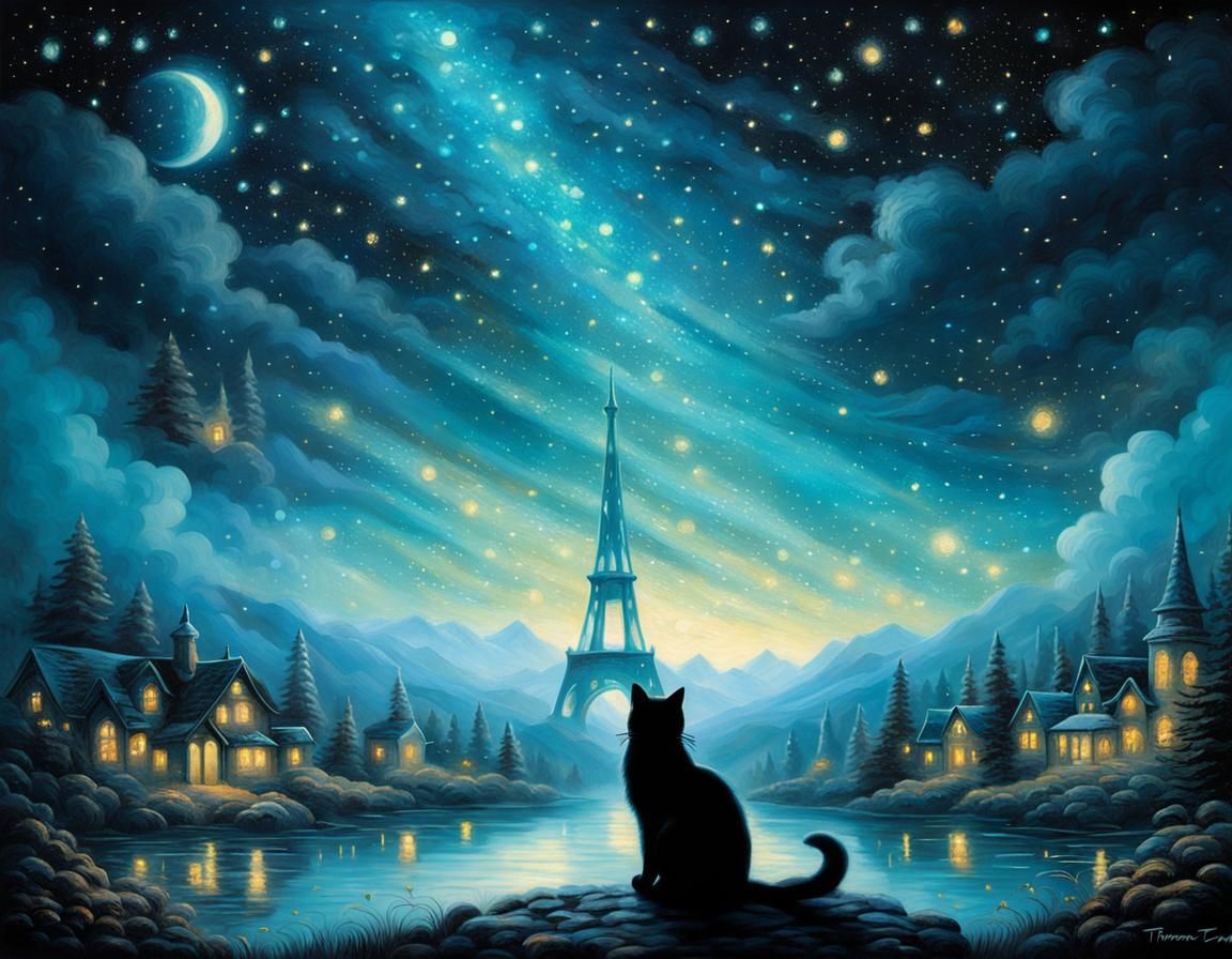 Starry Cat, 5 - AI Generated Artwork - NightCafe Creator