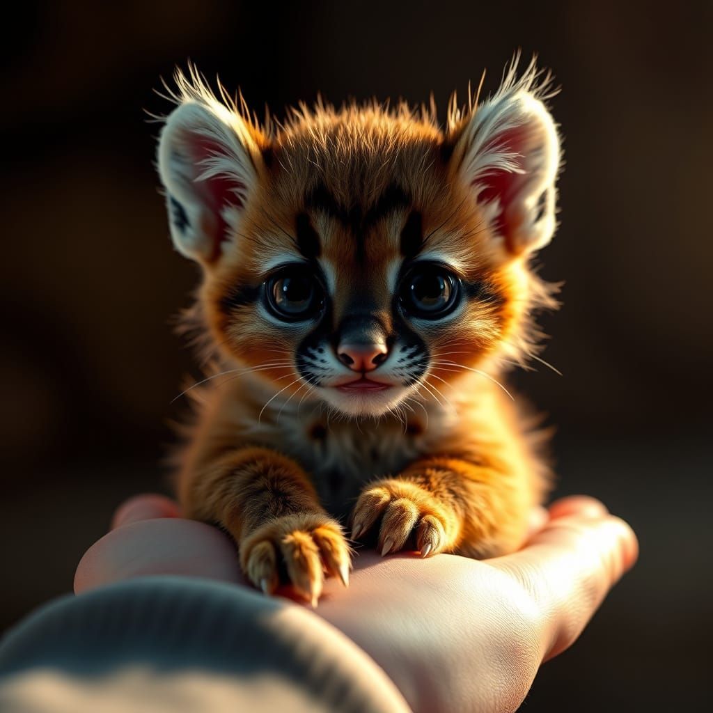 Surreal Hyper-Realistic Baby Puma in Whimsical Cin... - AI Art