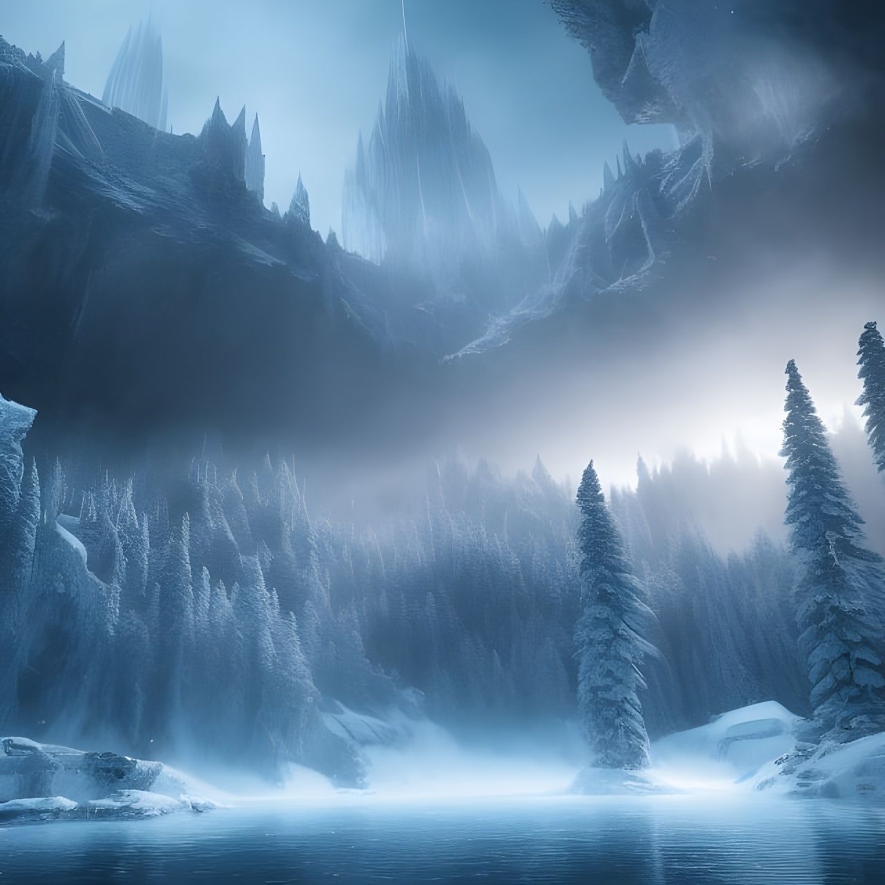 Frozen Chasm - AI Generated Artwork - NightCafe Creator