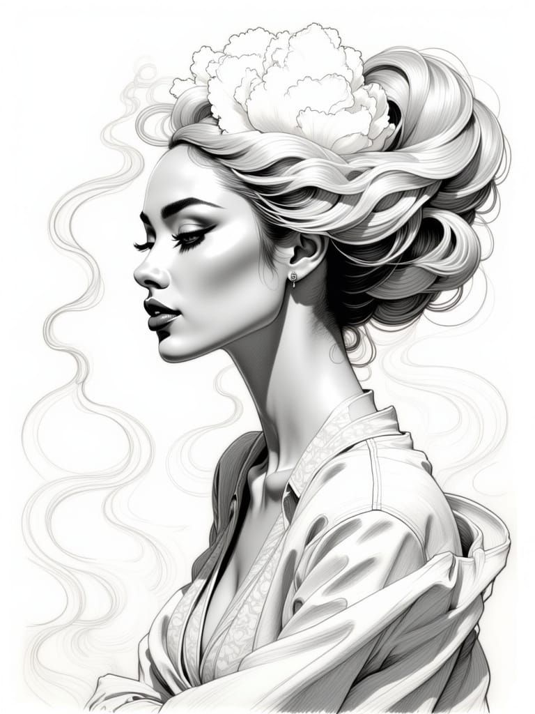 Sketch Drawing a la Milo Manara! - Surreal Female Form Emer...