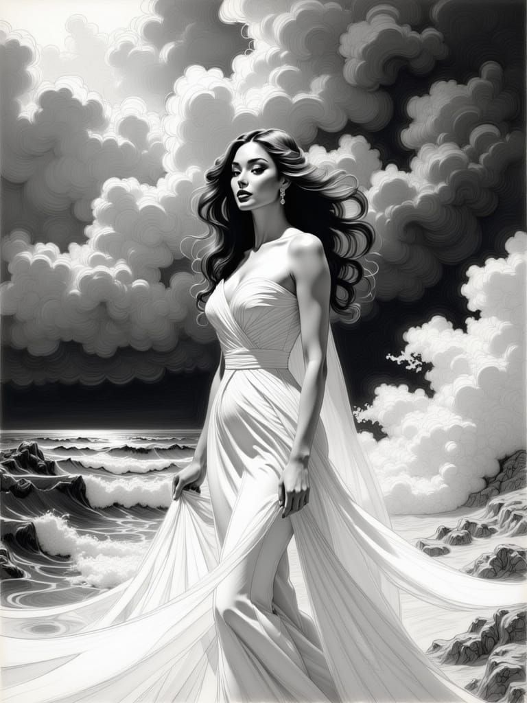 Sketch Drawing a la Milo Manara! - Ethereal Woman Emerges f...