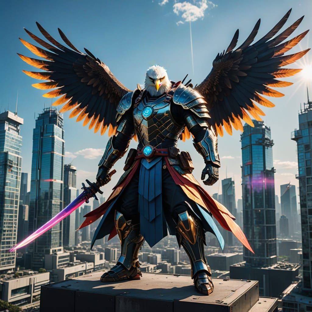 Eagle _ Samurai _ # 14 - Cybernetic Eagle Samurai Soars Thro...