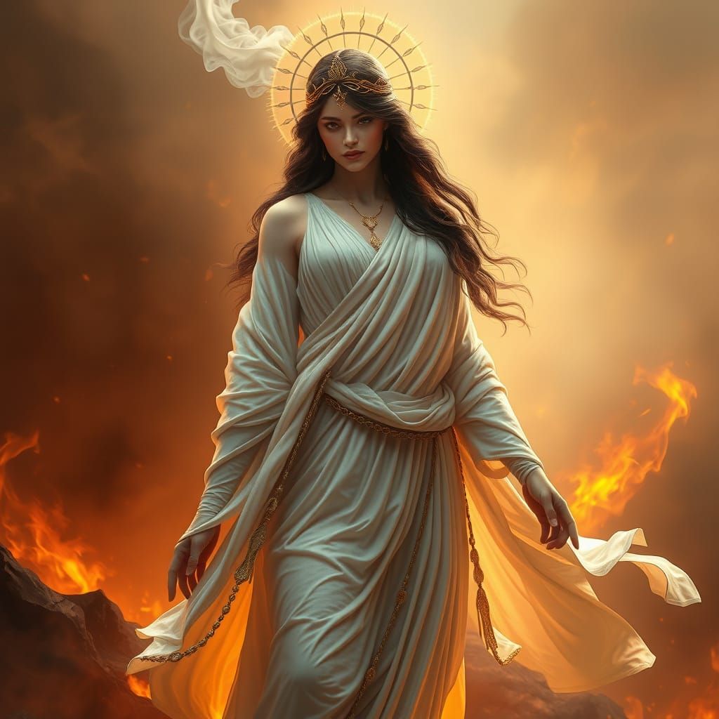 Majestic Hestia Goddess in Fantasy Concept Art - AI Art