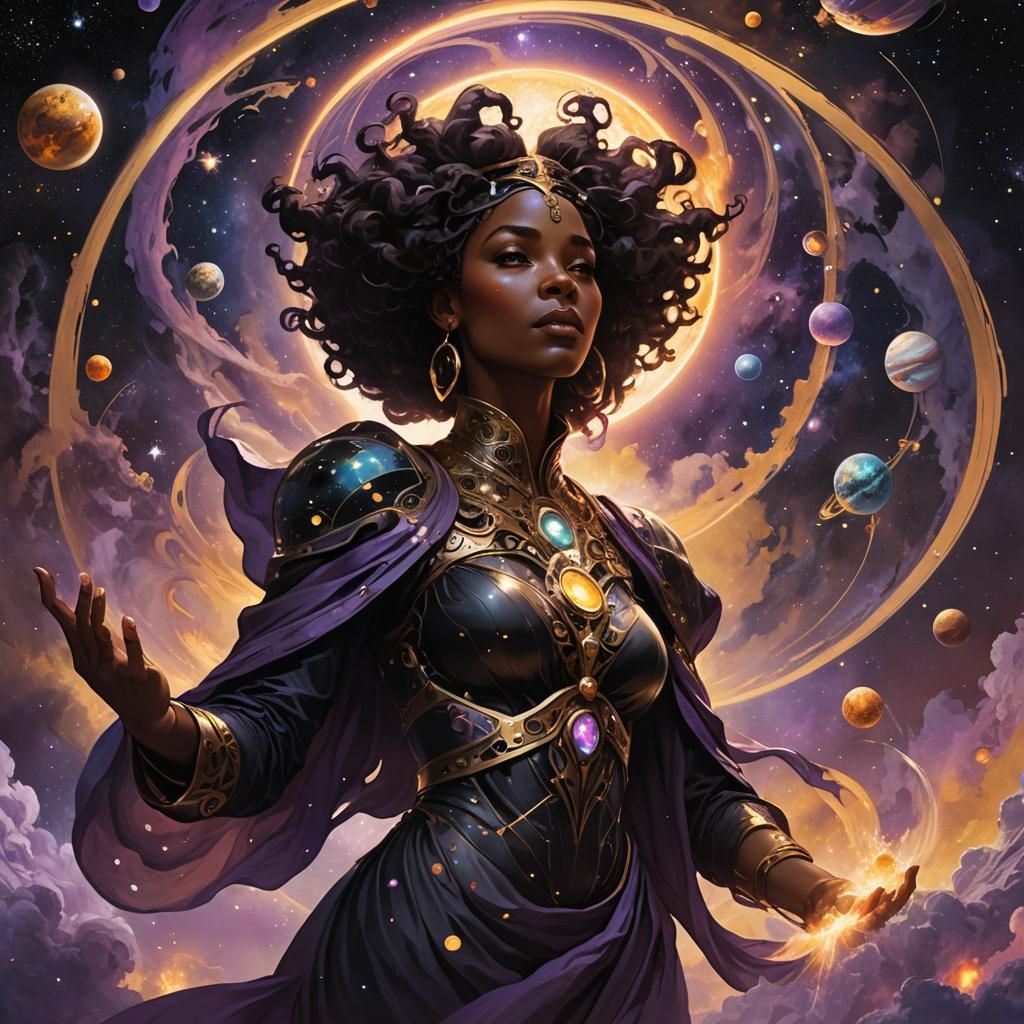 black woman as the mother of universe giving birth to everything