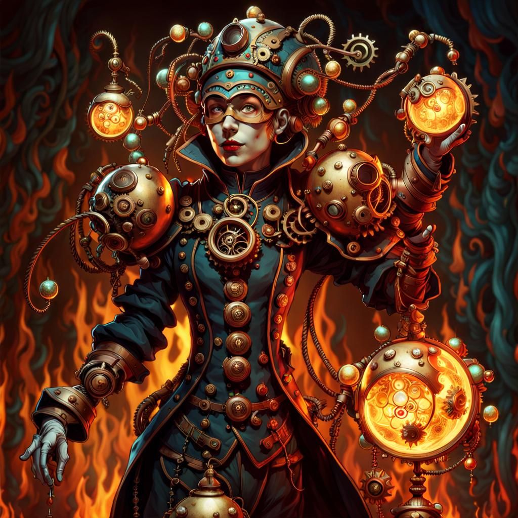 Steampunk Robot Jester - AI Generated Artwork - NightCafe Creator