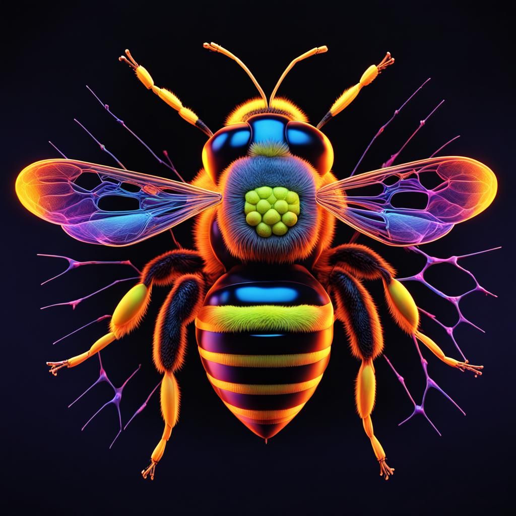 Bee - Black Light Art - AI Generated Artwork - NightCafe Creator
