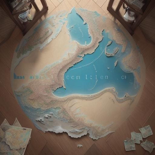 Map of the shallow sea: a map of archipelago, landmasses on the edges ...