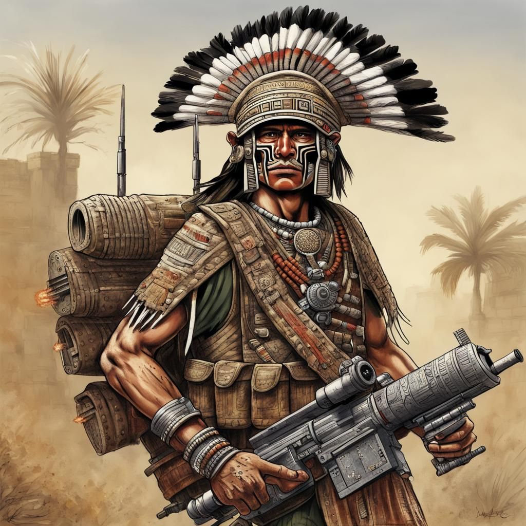 Aztec with an Anti-Tank Missile - AI Generated Artwork - NightCafe Creator