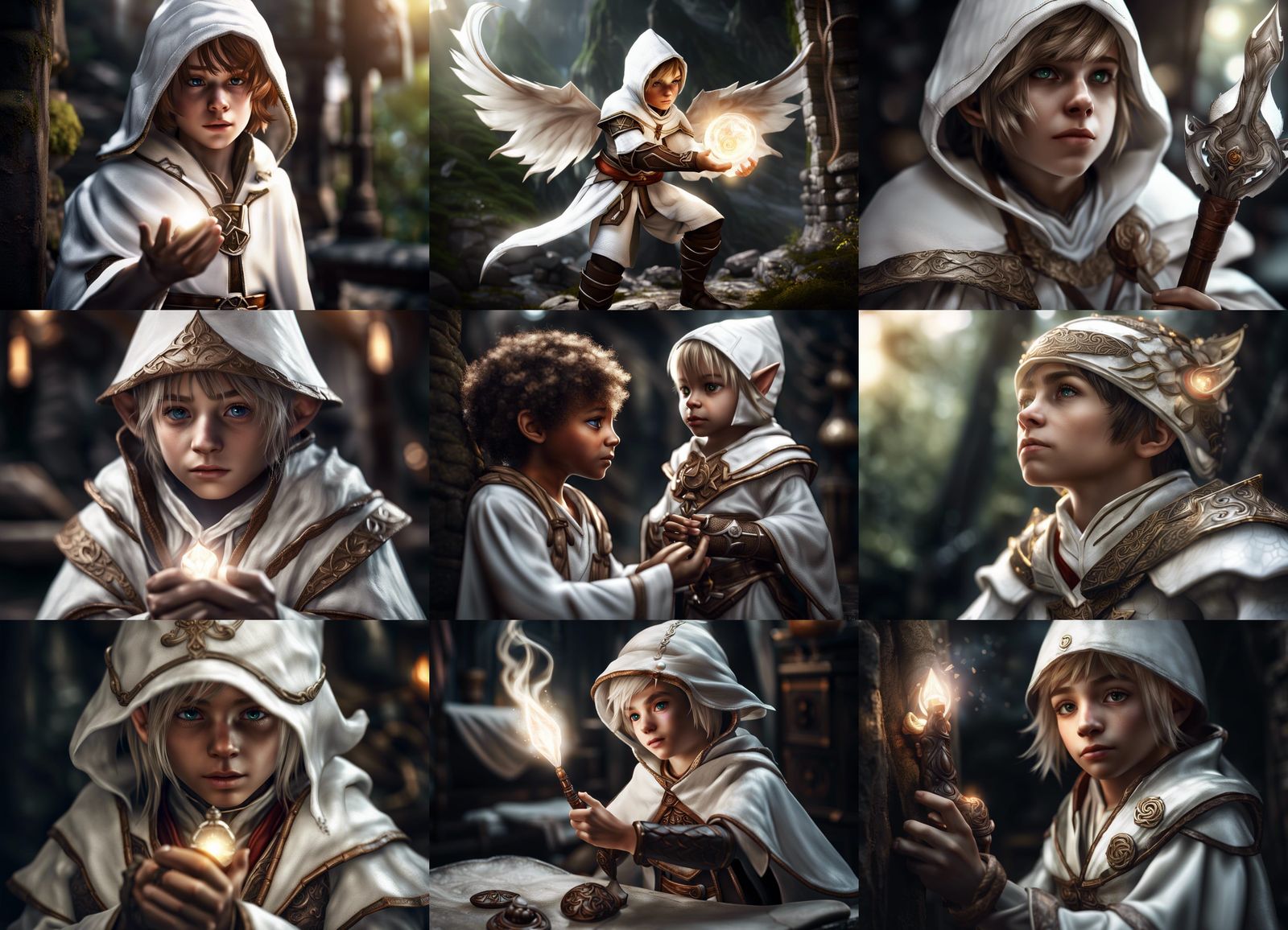 Halfling white mage healing magic intricate details, HDR, beautifully ...