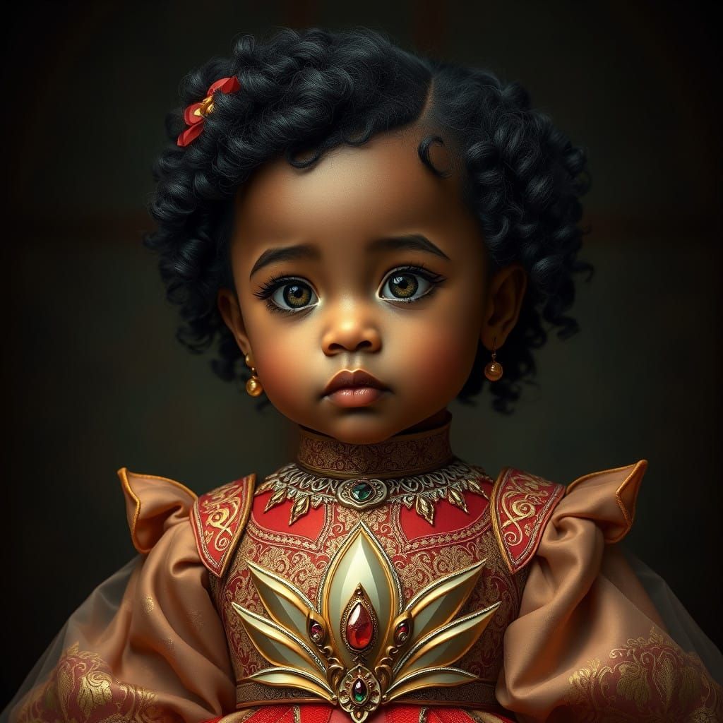 Diamond Princess - Whimsical Ebony Princess in Exquisite Dia...