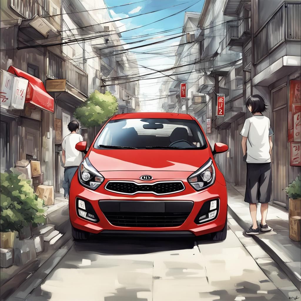 Kia Rio on a Japan Street - AI Generated Artwork - NightCafe Creator