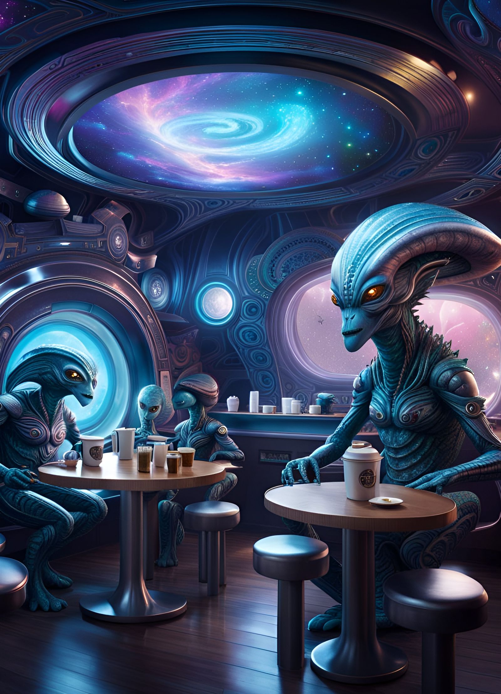 galactic coffee shop - AI Generated Artwork - NightCafe Creator