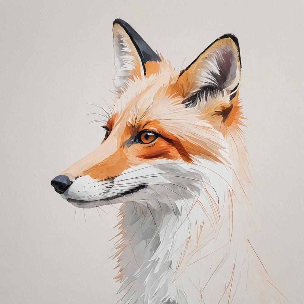 Fox - Simplified Fox in Bold, Minimalist Lines