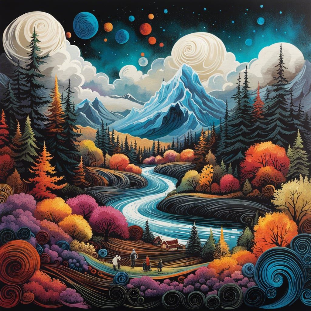 Bob Ross's World - AI Generated Artwork - NightCafe Creator