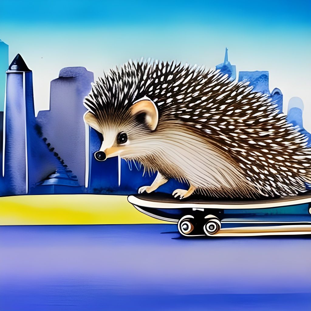 SD2.1 Skateboarding Hedgehog ! - AI Generated Artwork - NightCafe Creator