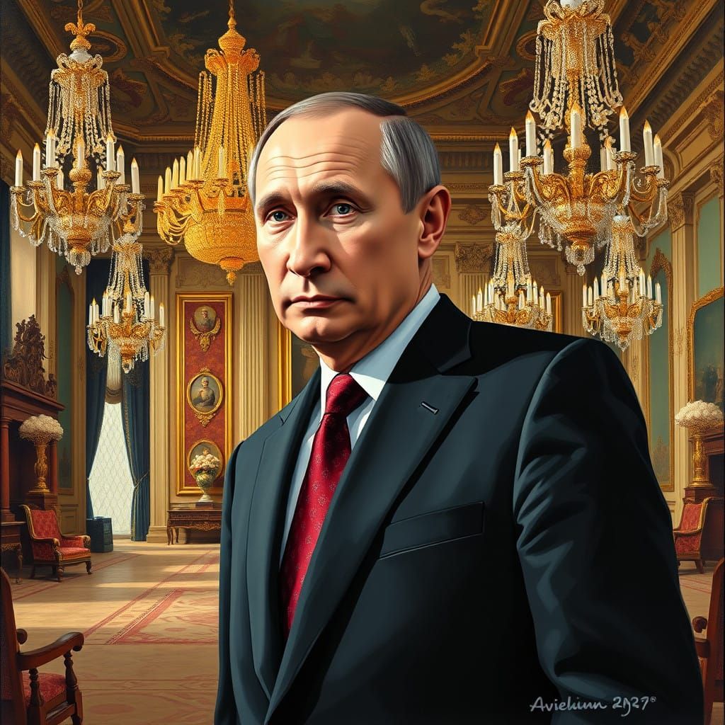 Vladimir Putin - Intense Portrait of Vladimir Putin in Imper...
