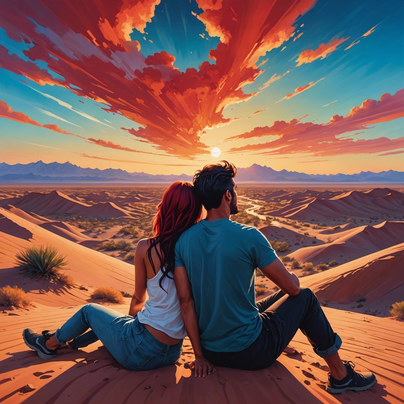 The Desert Couple. - AI Generated Artwork - NightCafe Creator