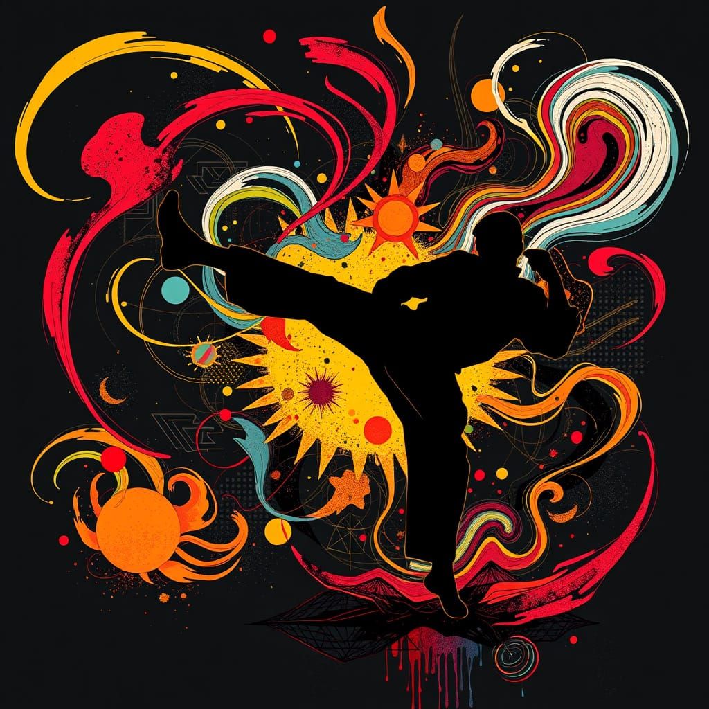 Karate kick abstract silhouette - Abstract Karate Kick Silho...