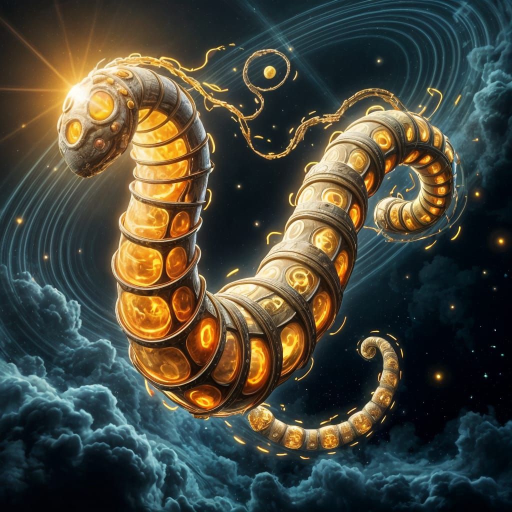 The Timeworm - Cosmic Serpentine Creature in a Timeless Void