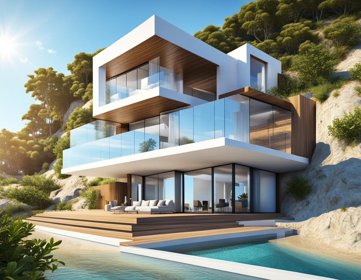 Modern house - AI Generated Artwork - NightCafe Creator