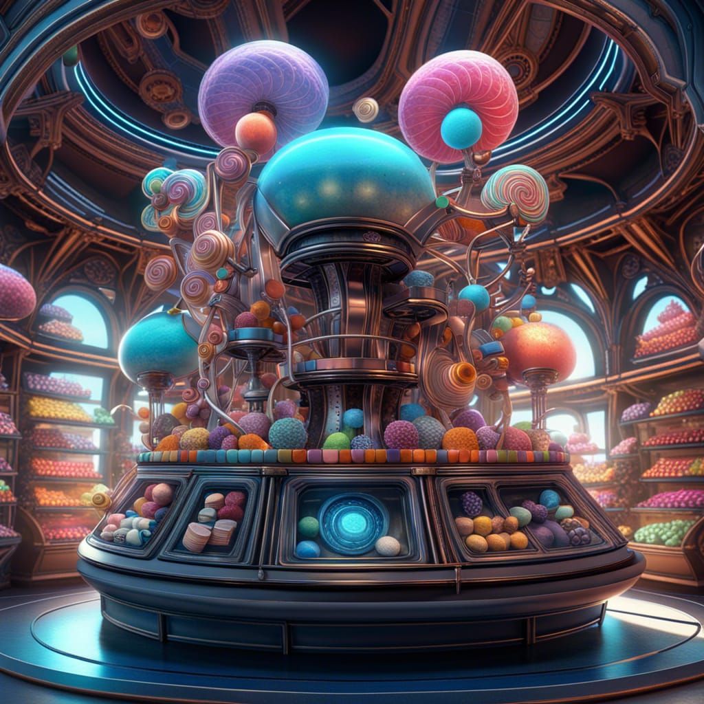 Futuristic Candy shop - AI Generated Artwork - NightCafe Creator