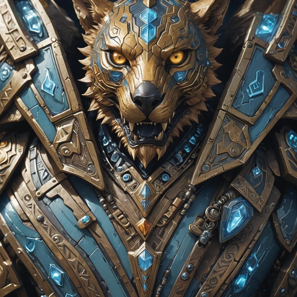 Ancient Tigerseye Charm Worn by a Majestic Digimon - AI Art