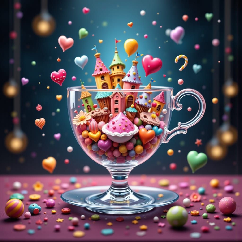 Candy 🍬 cup - Whimsical Candy Wonderland in a Glass Cup