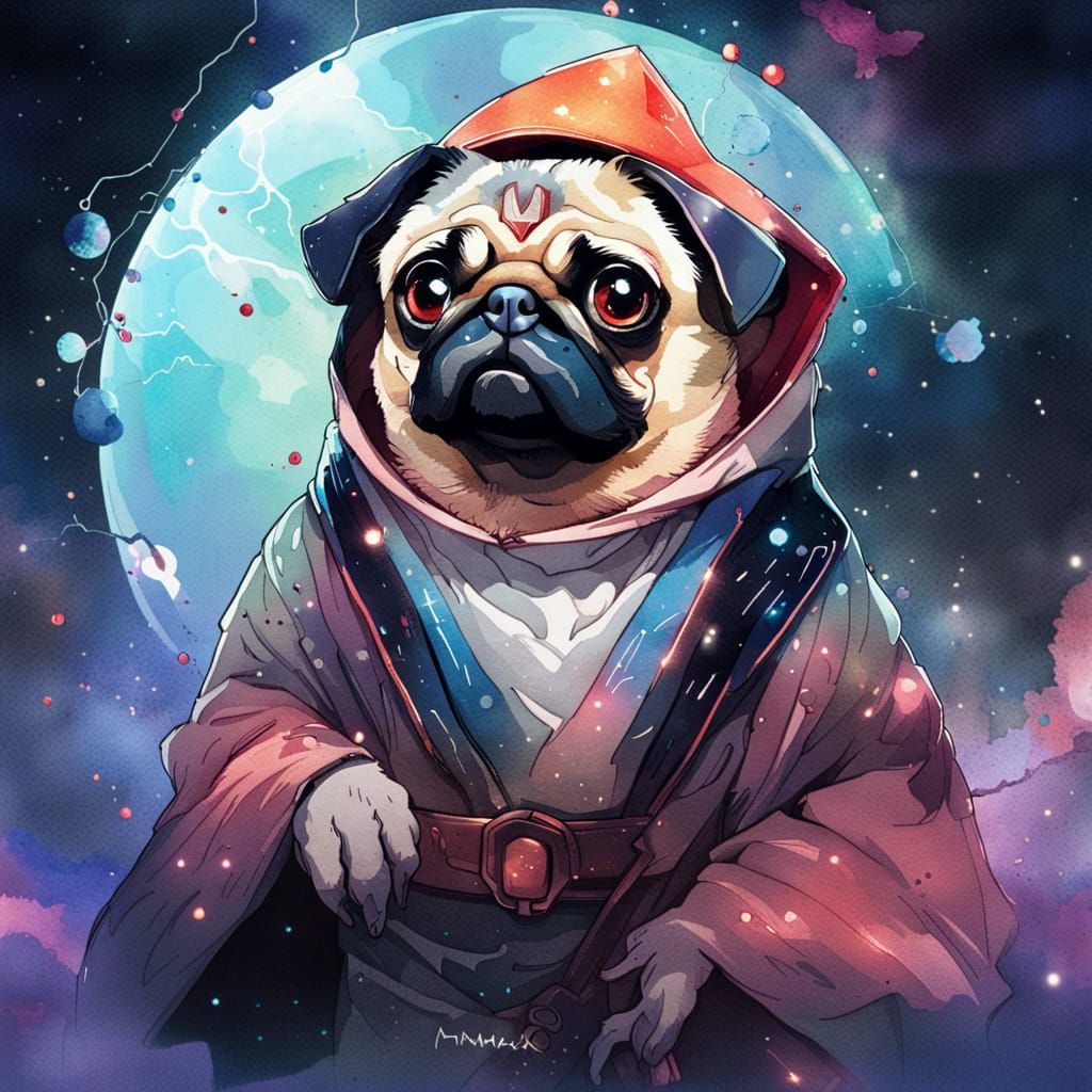 Rubeus, the pug wizard! - AI Generated Artwork - NightCafe Creator