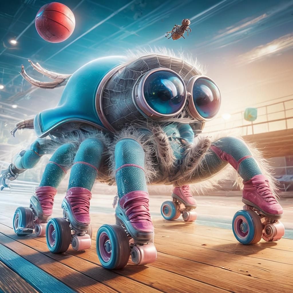 Whimsical Fantasy Spider Rolls through Treetops in... - AI Art