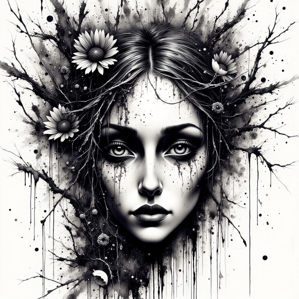 Ink ink lines crosshatching , macabre