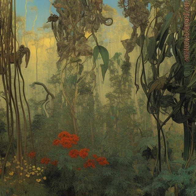 landscape Ivan Shishkin, surreal Salvador Dali, Alphonse Mucha dynamic ...