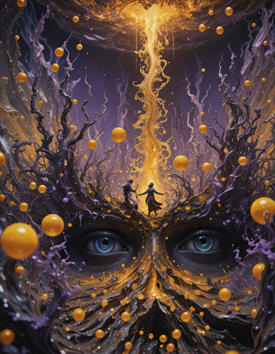 Surrealistic Dancers in a Dark, Asymmetrical Tomb - AI Art