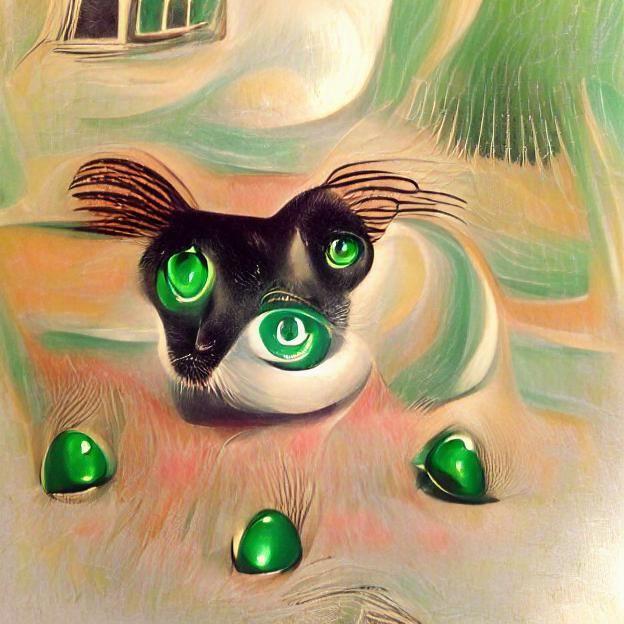 surrealist cat with shiny green eyes - AI Generated Artwork - NightCafe ...