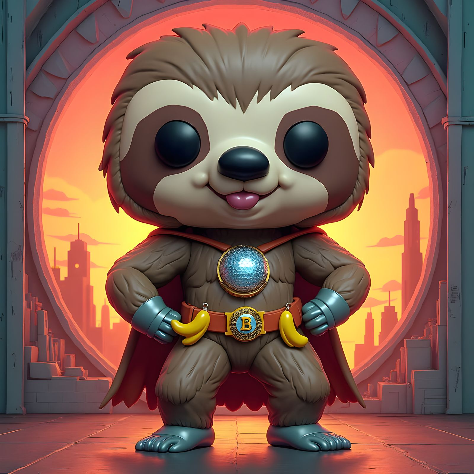 Surreal Disco Superhero Sloth in Funko Pop Inspire... - AI Art