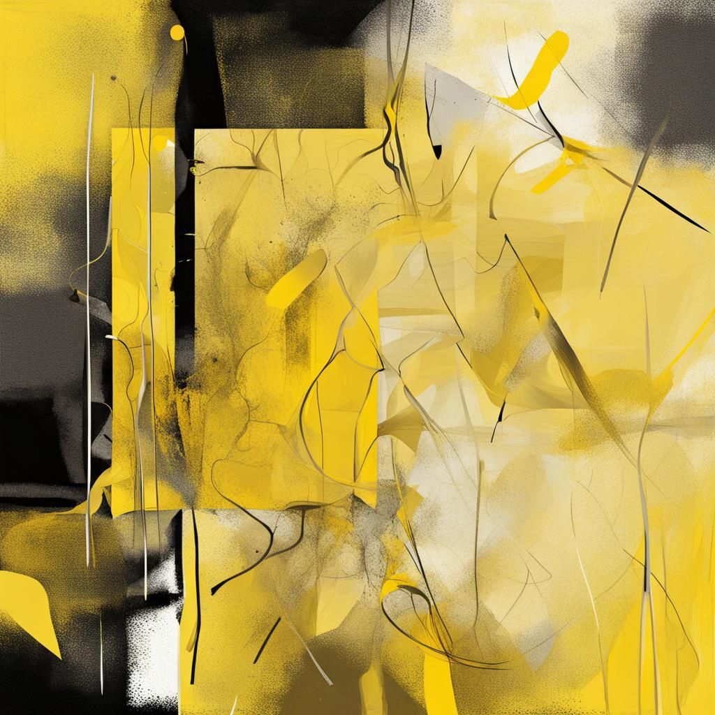 Yellow Abstract 3 - Abstract Art in Yellow with Fine Deta...