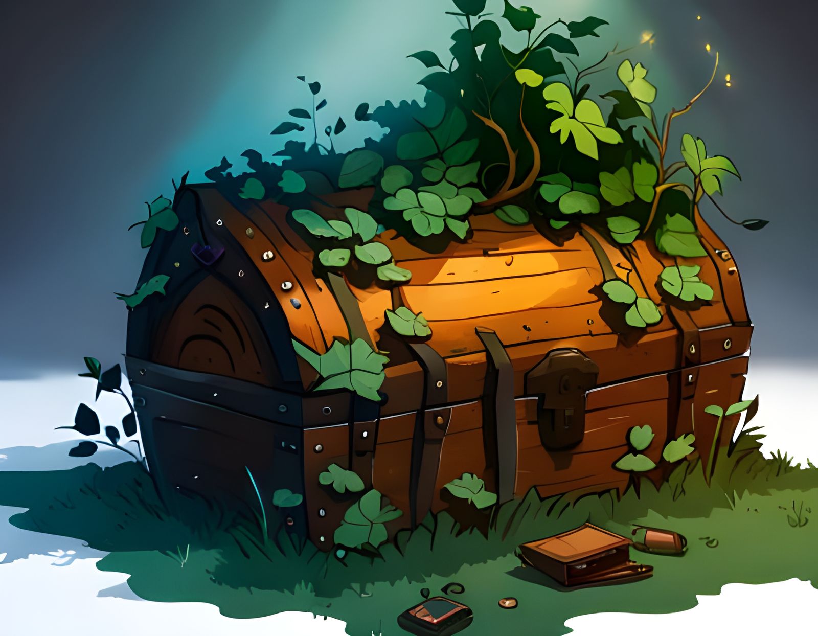 Vine covered treasure chest - AI Generated Artwork - NightCafe Creator