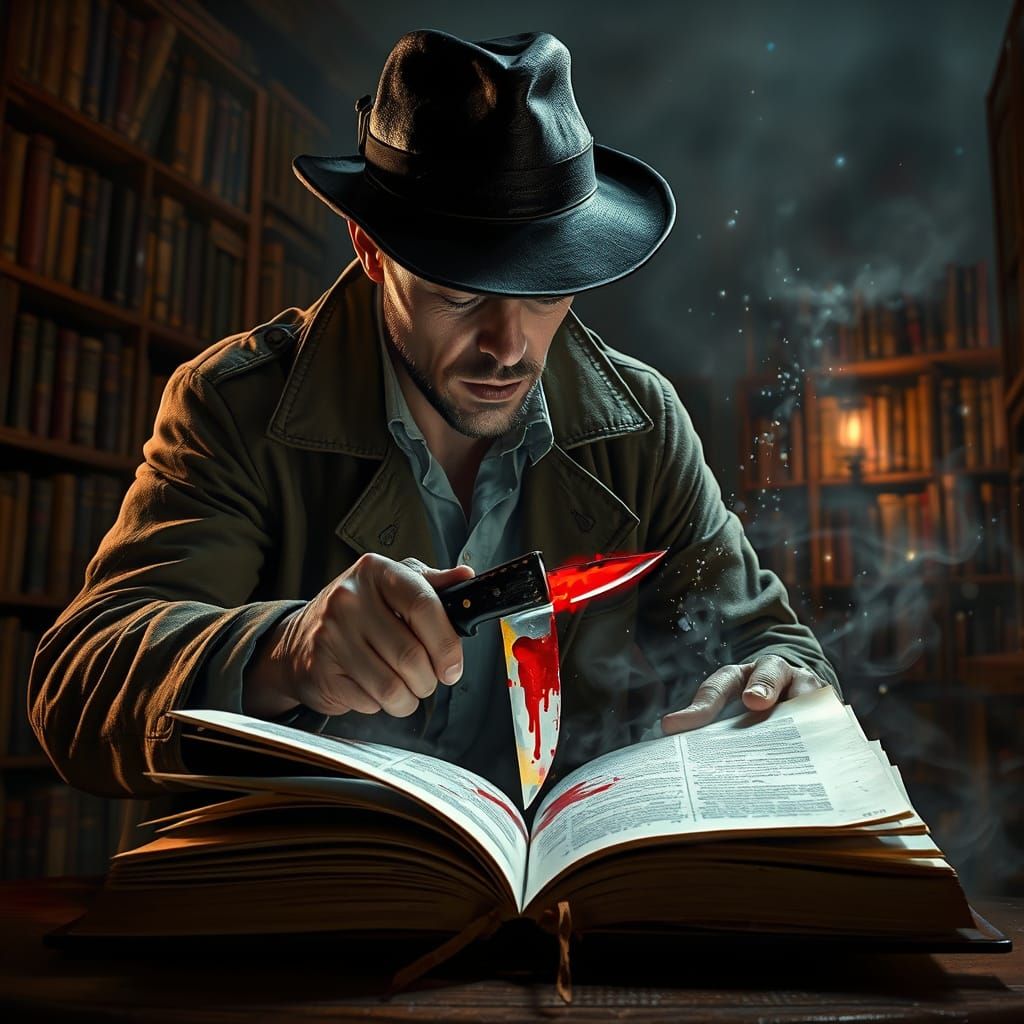 Detective in a library - Detective Investigates Mysterious ...