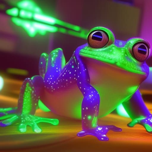 Electric frog purple and green maximalist Unreal Engine 5 beautiful ...